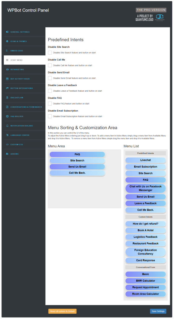START MENU – WPBot Pro Docs