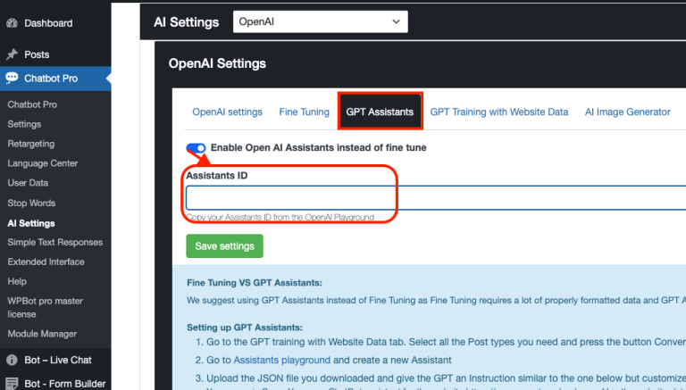 How to train AI with your website data using ChatBot – WPBot Pro Docs