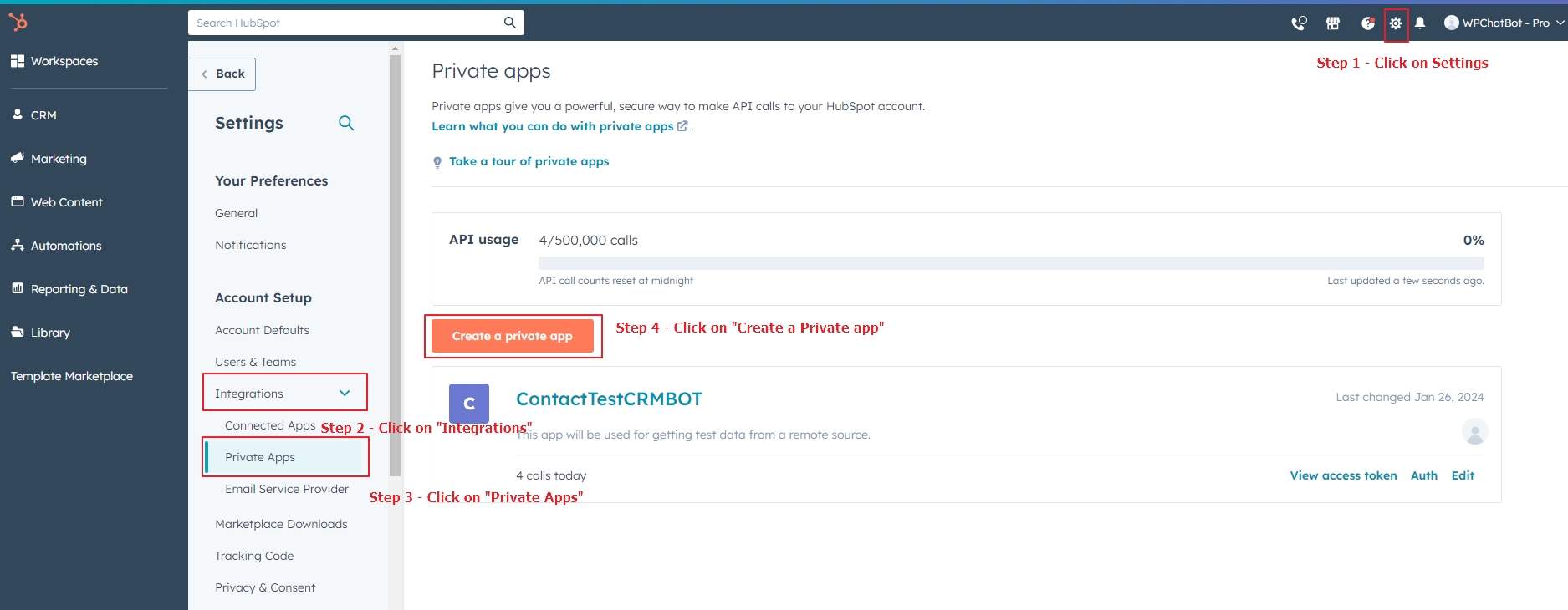 HubSpot CRM Integration - WPBot Pro Docs